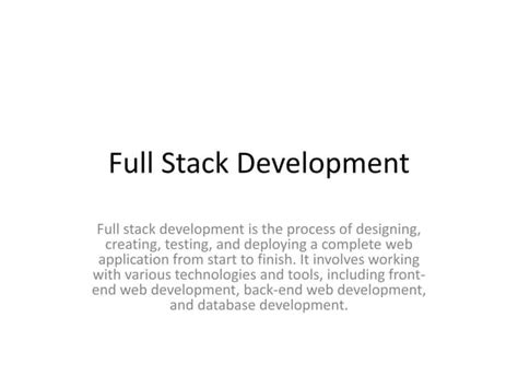 Full Stack Web Developer Course And Required Ppt Pptx