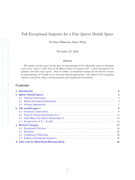 full exceptional sequence for a fine quiver moduli space pdf