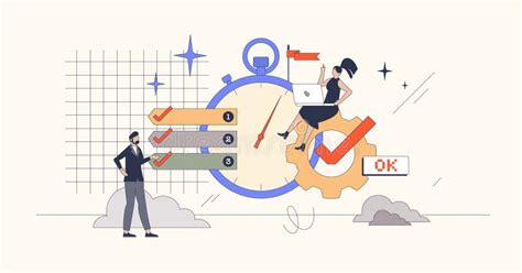 Productivity Tools For Effective Or Productive Work Retro Tiny Person