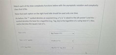 Solved Match Each Of The Time Complexity Functions Below