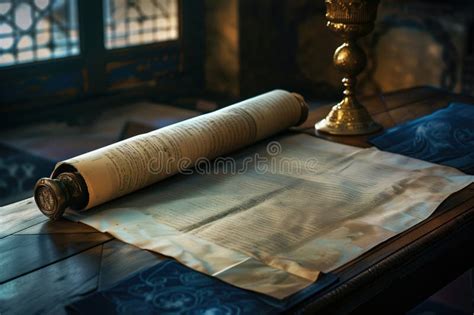Historical Manuscript And Ancient Scroll On Old Table Stock Image