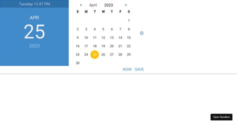 Datepicker Webview Codesandbox
