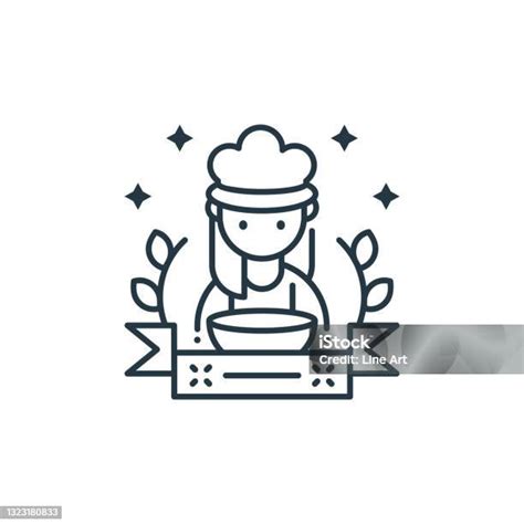 노동절 컨셉의 셰프 아이콘 벡터 요리사 편집 스트로크의 얇은 라인 그림 웹 및 모바일 앱 로고 인쇄 미디어에 사용하기 위한 셰프