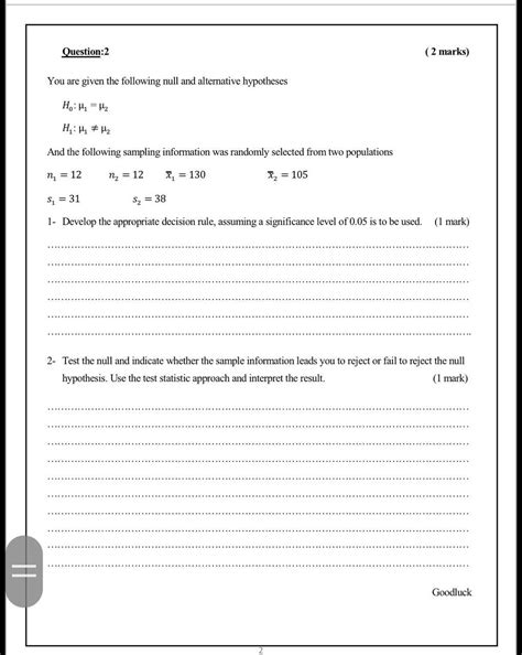 Solved You Are Given The Following Null And Alternative