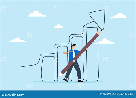 Businessman Draws Giant Pencil To Sketch Growth Plans Concept Strategic