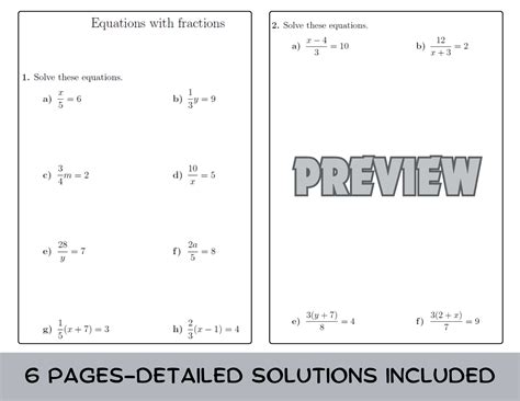 Solve Equations With Fractions Worksheet Free Worksheets For Linear