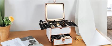 Qislee Makeup Box With Drawer And A Detachable Lighted