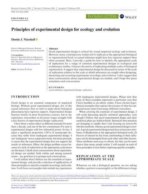 Pdf Principles Of Experimental Design For Ecology And Evolution