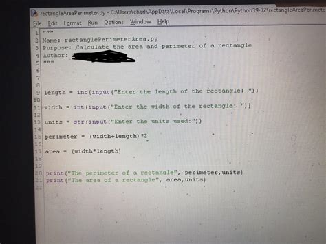 Creating A Program To Calculate Area And Perimeter Of A Rectangle Need