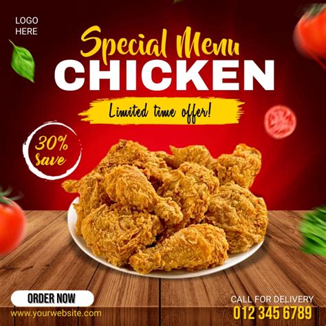 Special Chicken Menu Templat Postermywall