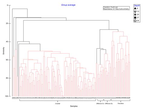 Group Average Cluster Analysis Based On Bray Curtis Resemblance Matrix