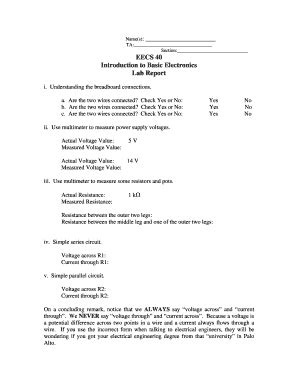 Fillable Online Inst Eecs Berkeley Section EECS 40 Introduction To Basic Electronics Lab Report
