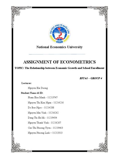 Assignment Econometrics Group 4 Bfi63 Pdf