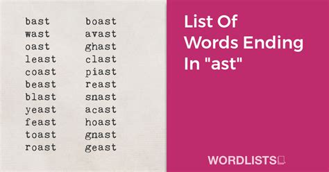 List Of Words Ending In Ast