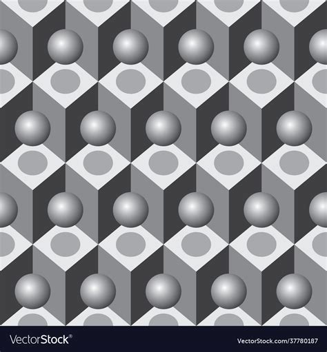 Geometric Seamless Pattern 3d Cubes And Balls Vector Image