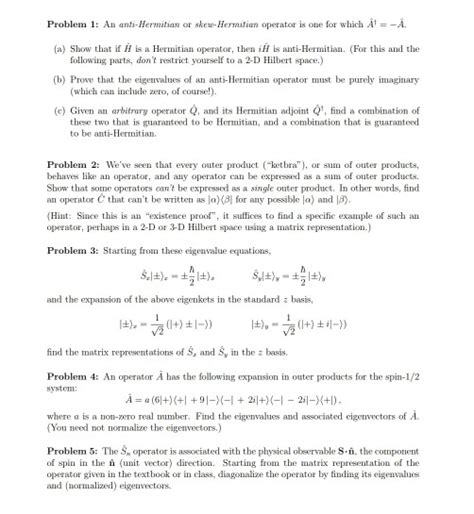 Solved Problem 1 An Anti Hernatian Or Skew Hermitian