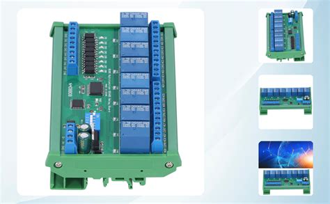 Eujgoov Rs485 Relay Board 24v Industrial Relay Module 8 Input 8 Output Din Rail Plc