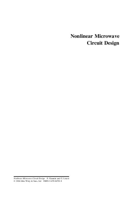 Pdf Nonlinear Microwave Circuit Design Nonlinear Microwave Circuit Design
