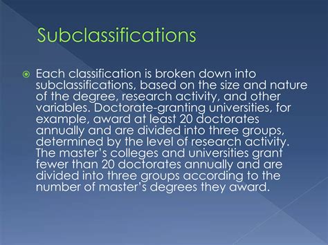 The Carnegie Classification Of Institutions Of Higher Education Pptx