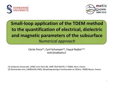 PDF Application Of The Small Loop TDEM Method To The Quantification Of Both Electrical And