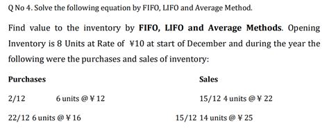 Solved Q No 4 Solve The Following Equation By FIFO LIFO Chegg Com