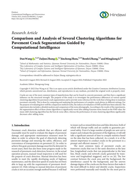 Pdf Comparison And Analysis Of Several Clustering Algorithms For Pavement Crack Segmentation