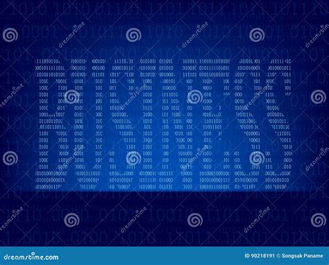 Computer Binary Code On Blue Screen Stock Vector Illustration Of
