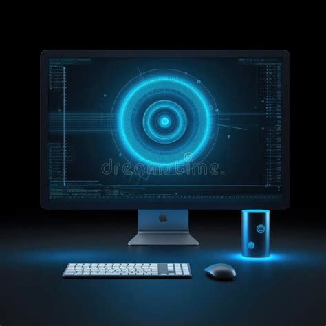 Futuristic Computer Monitor With Glowing Blue Hud Interface Vector Futuristic Computer Monitor With Glowing Blue Hud Interface Vector