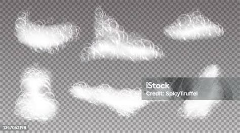 사실적인 비누 거품 거품이있는 3d 샴푸 비눗물 세탁 세제 거품 무스 질감 세탁 또는 화장품 쉐이드 벡터 격리 화이트 깨끗한 아쿠아 거품 요소 세트 3차원 형태에 대한 스톡