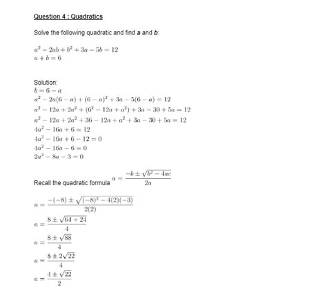 Quadratics And Inequalities Questions O Levela Level Math
