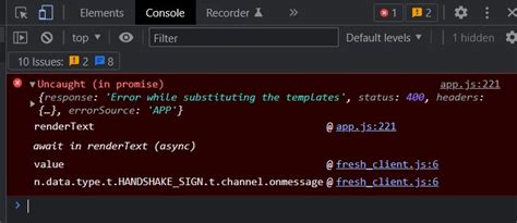 getting 400 error saying error while substituting the templates app