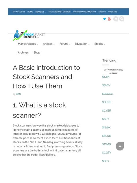 A Basic Introduction To Stock Scanners And How I Use Them Pdf