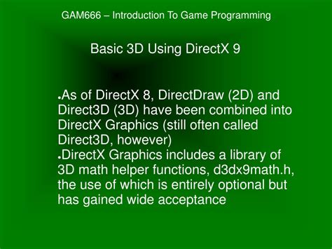 Ppt Directx 9 Game Programming Basics Introduction To 3d Concept Powerpoint Presentation Id