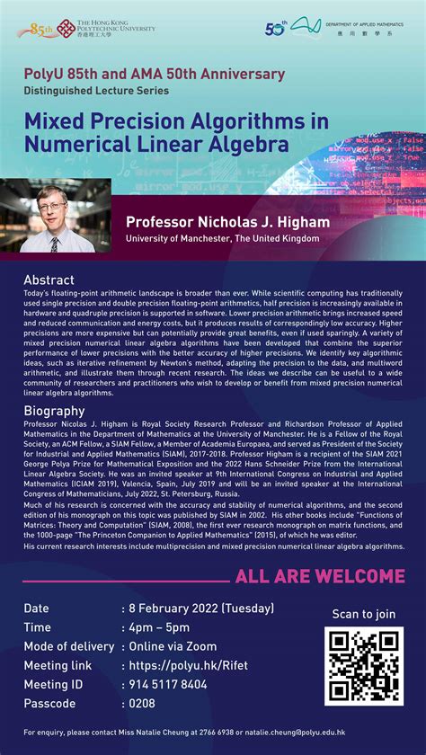 Distinguished Lecture Mixed Precision Algorithms In Numerical Linear