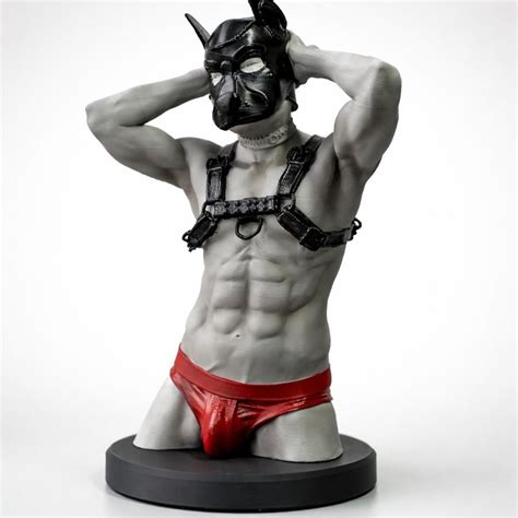 Masked Male Sculpture Bdsm Torso Statue Erotic Male Figure