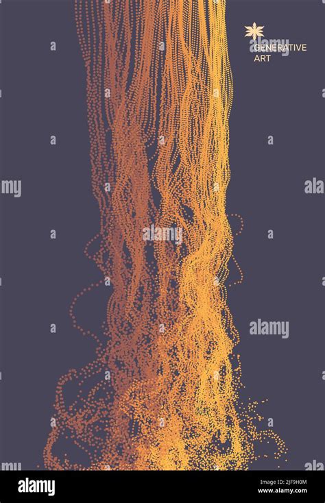 array with dynamic emitted particles water splash imitation abstract
