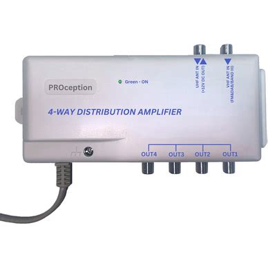 PROception TV Distribution Amplifier Triple Filtered 8dB FM DAB UHF 4 Way Toolstation