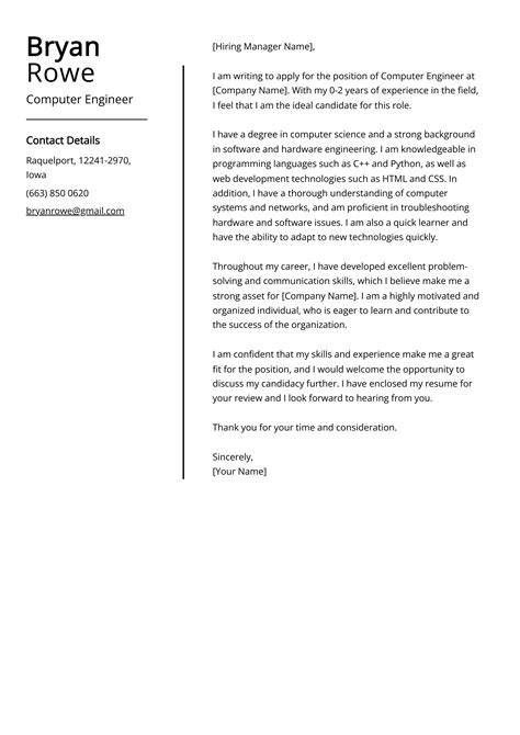 Computer Engineer Cover Letter Example Free Guide