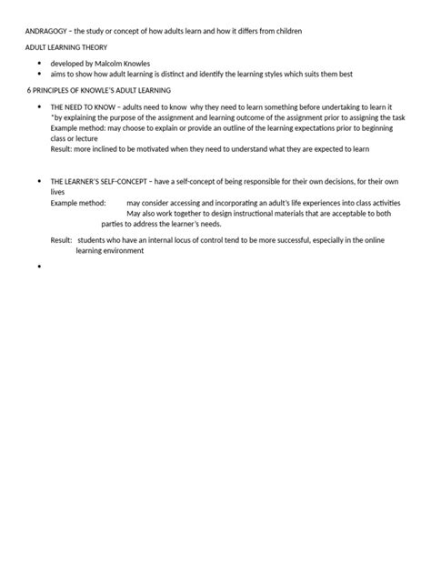 Knowles Learning Theory Pdf