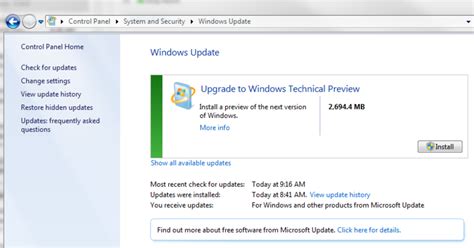 Windows Update Upgrade To Windows Technical Preview Listed As Recommended Windows