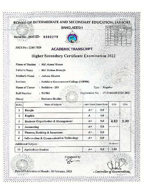 Hsc Marksheet Pdf