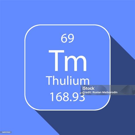 Thulium Symbol With Long Shadow Design Chemical Element Of The Periodic
