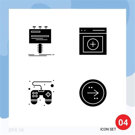 User Interface Pack Of 4 Basic Solid Glyphs Of Ad Control Pad Billboard Interface Remote