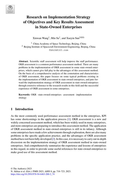 Pdf Research On Implementation Strategy Of Objectives And Key Results