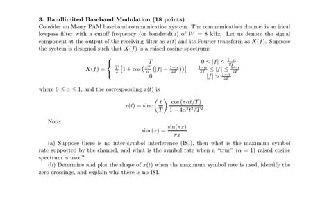 3 Bandlimited Baseband Modulation 18 Points
