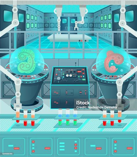게임 및 모바일 응용 프로그램 우주선에 대한 배경 우주선 내부 실험실 만화 벡터 일러스트레이션 건강관리와 의술에 대한 스톡 벡터 아트 및 기타 이미지 Istock