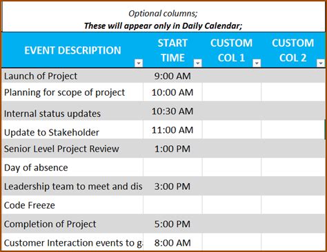 Event Calendar Maker Excel Template V Support