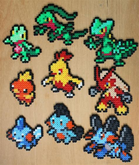 Pokemon Handmade Perler Bead Figure Treecko Torchic Mudkip Etsy Pokemon Bead Pokemon Perler