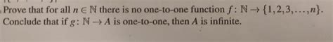Solved Prove That For All NN There Is No One To One Chegg Com