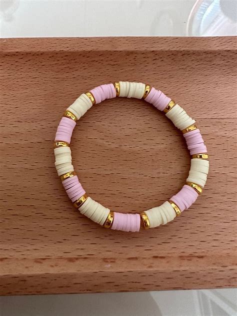 A Cute Preppy Aesthetic Pastel Yellow And Pink Clay Bead Bracelet Idea
